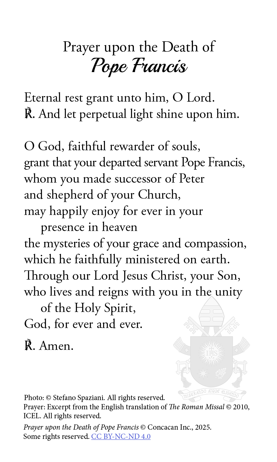 The death of His Holiness Pope Francis - Archidiocèse de Gatineau
